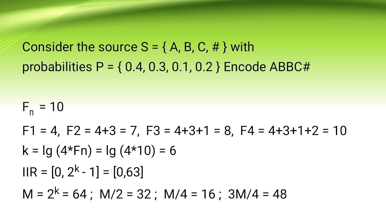 Integer Arithmetic Coding I Encoding I Arithmetic Coding I Encoding Techniques I Data Compression