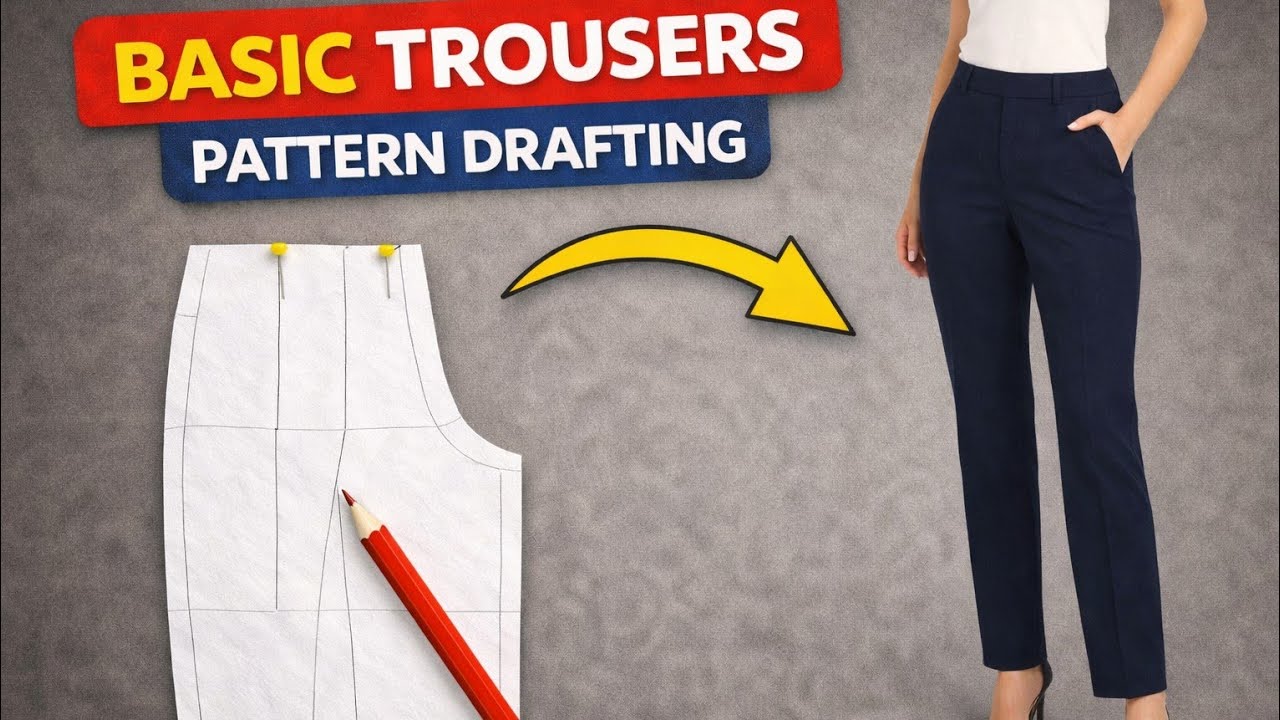 How to draft the easiest trousers pattern _ Beginner friendly