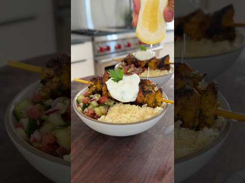 Moroccan spiced chicken kebab bowls✨