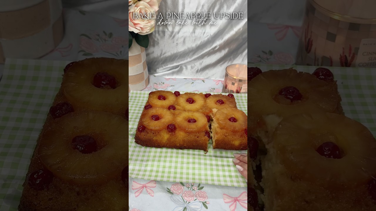 Pineapple IN Cake?🍍 #baking #pineapplecake #recipe #pineappleupsidedown