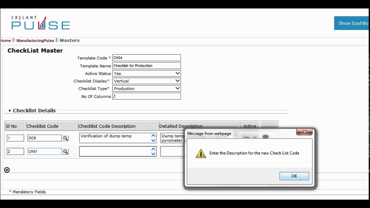 Manufacturing Master-Inspection Checklist - Checklist details-English