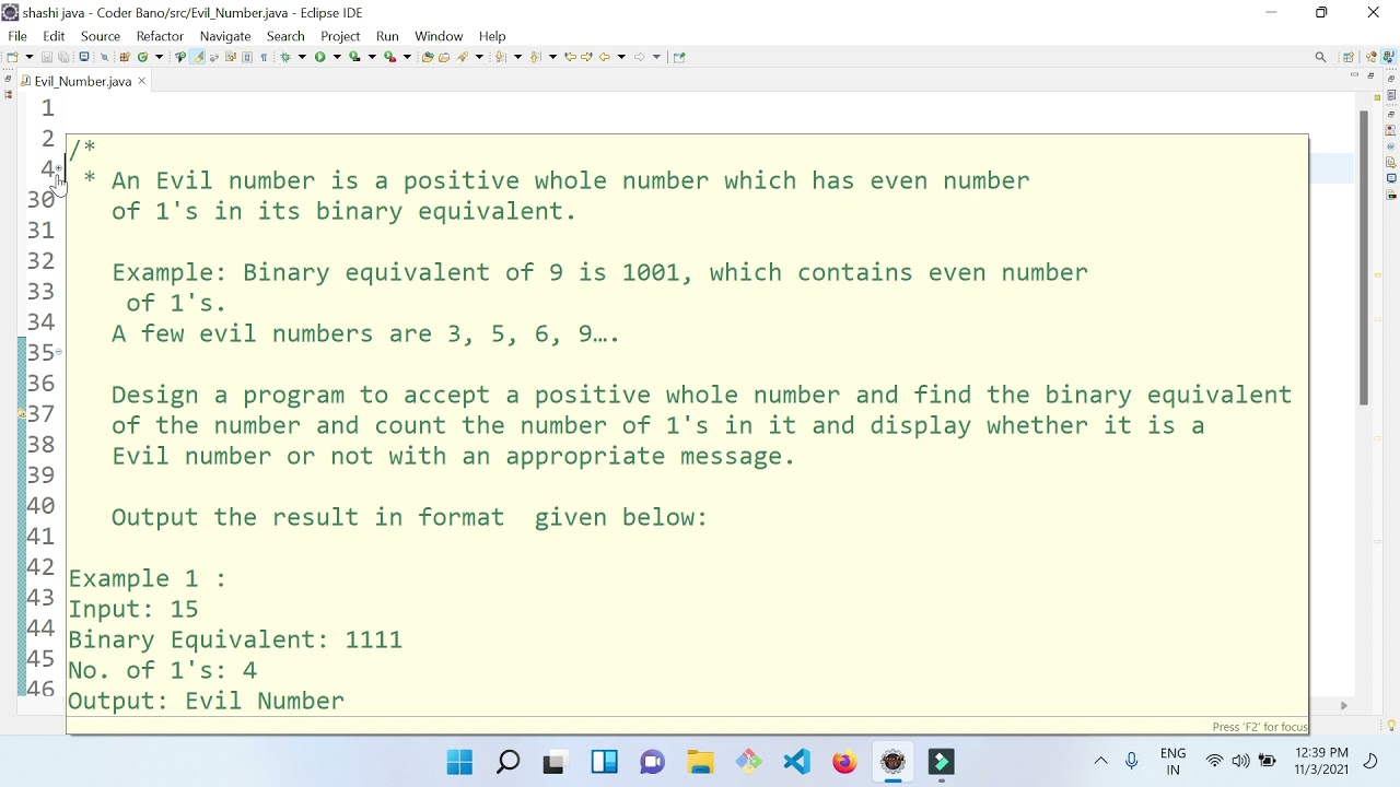 Evil Number in Java | Evil Number or Odious Numbers in Java
