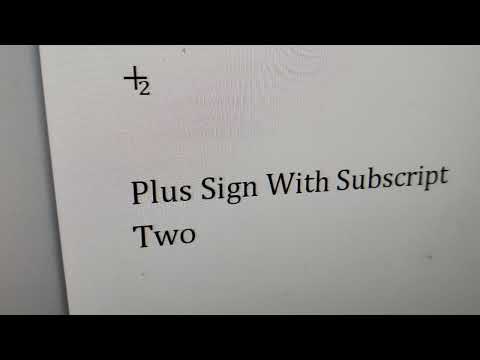 keyboard shortcut to create plus sign with subscript two symbol in computer