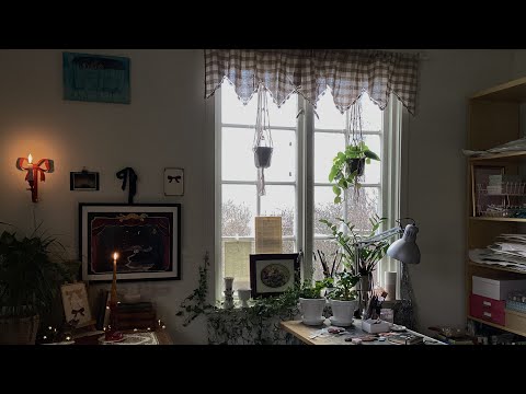 Home art studio - calm creative space on a rainy day