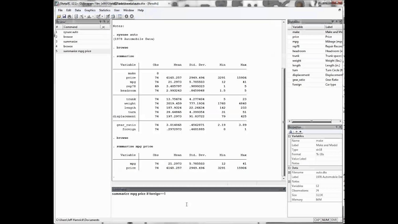 Summarizing Numerical Data in Stata