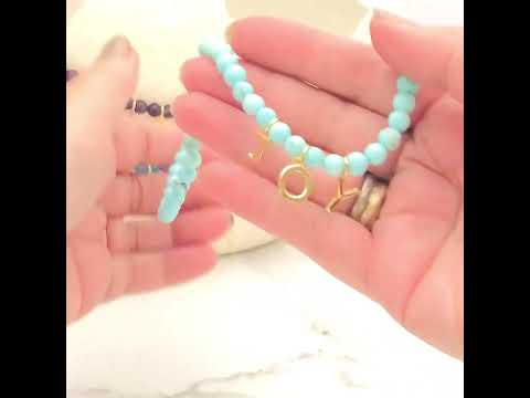 gemstone beaded choker necklace with sentimental word charms
