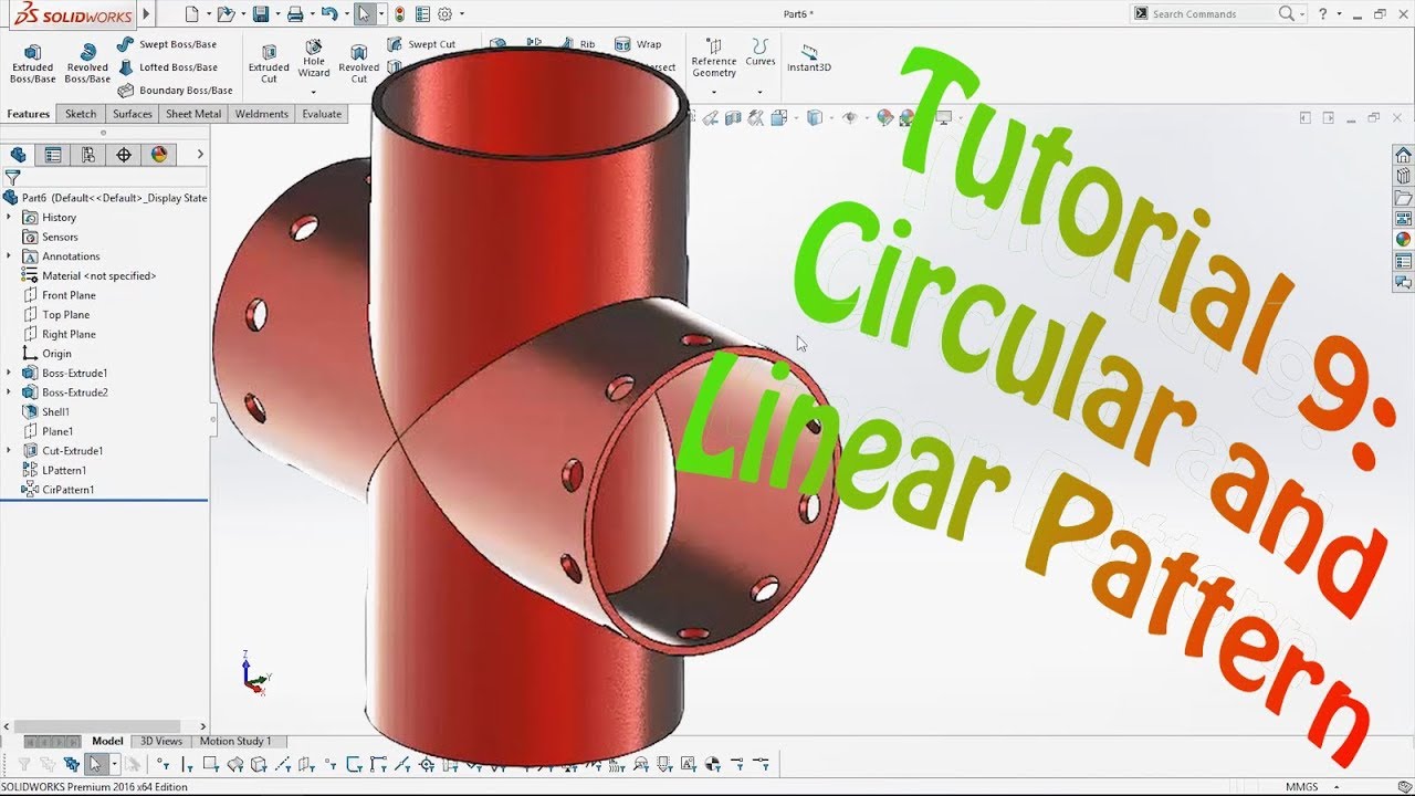 SolidWorks Tutorial 9 Circular Pattern and Linear Pattern