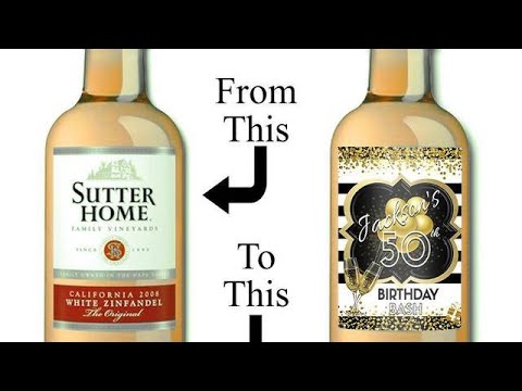 Editable Black, White & Gold Party Mini Wine Bottle Labels