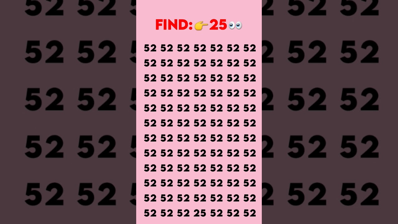 Try to find the odd number 25 with in 5 second 👀 #youtubeshorts