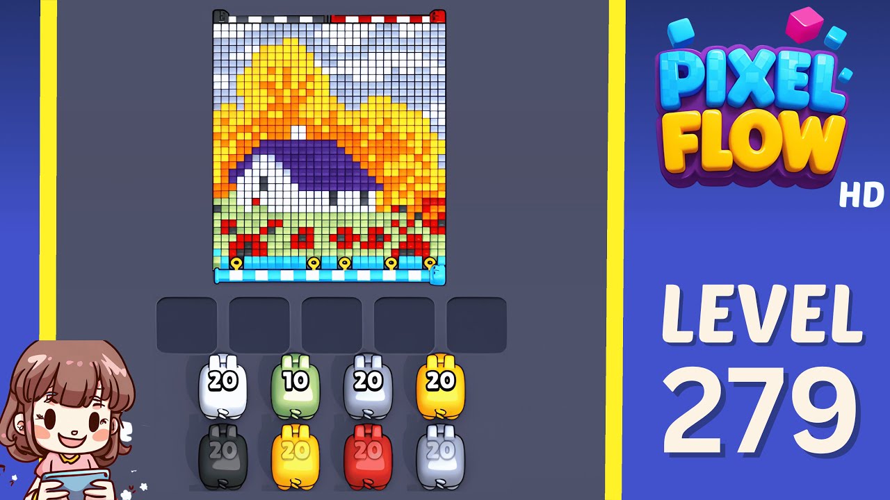 Pixel Flow Level 279 Solution Walkthrough