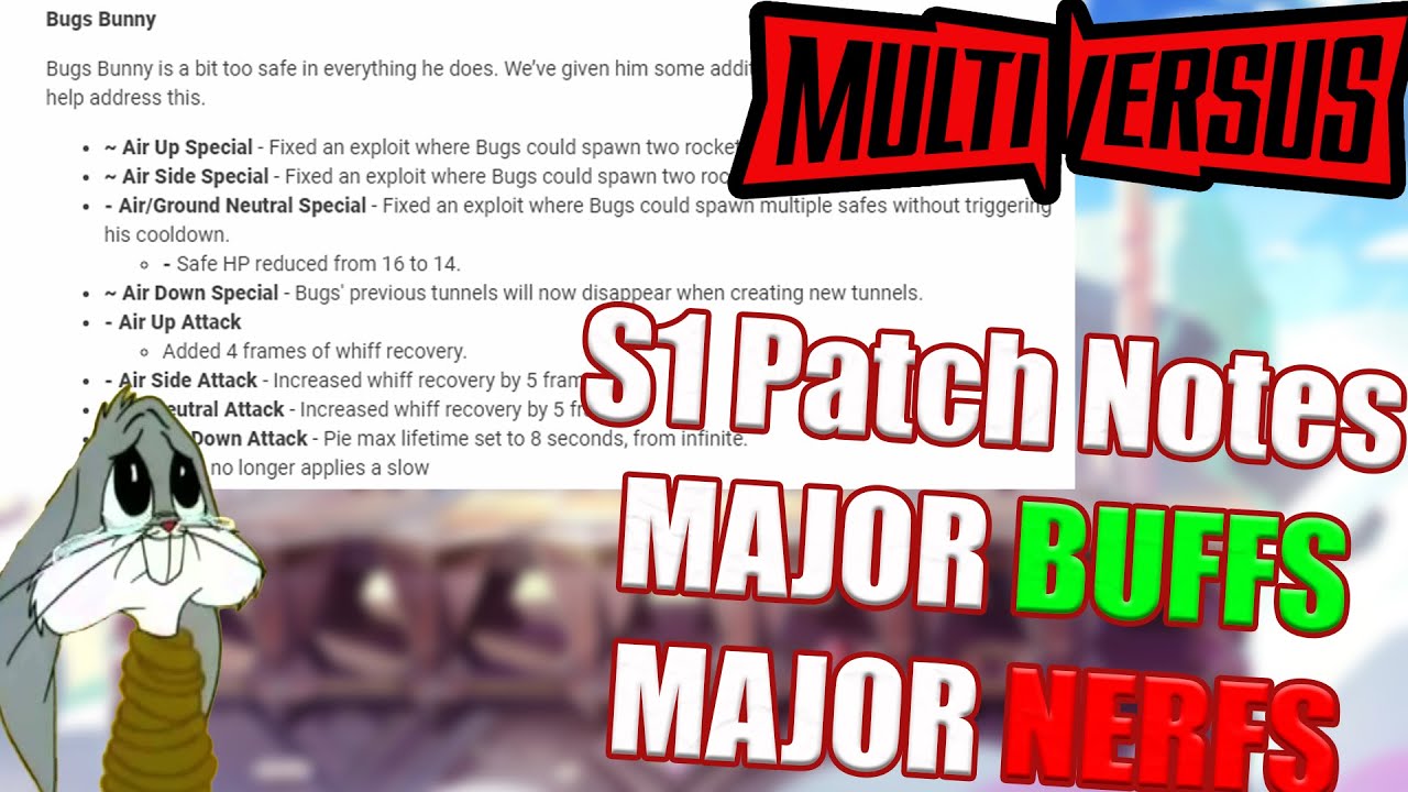 MultiVersus  Season 1 PATCH NOTES! (Character Changes, Buffs, & Nerfs)