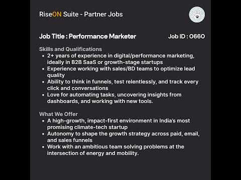 Performance Marketer (B2B SaaS, Google/LinkedIn) –Full-Time Opportunity –Partner Jobs | RiseON Suite