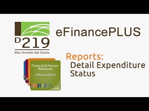eFinancePLUS Reports: Detail Expenditure Status Report