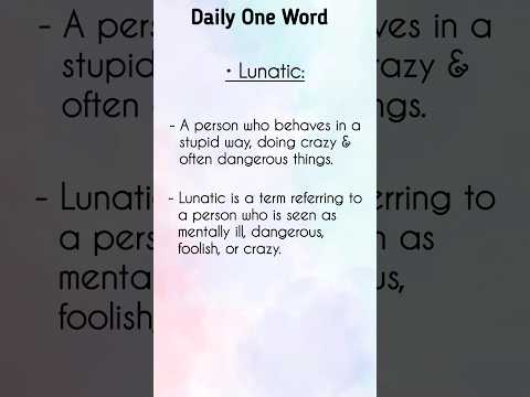 What is Lunatic? | Learn english words with meaning and examples| #short#shorts#englishgrammar #new