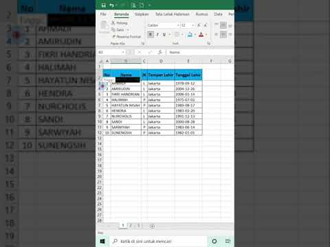 Cara Mengatur kolom di excel dengan cepat. #Short
