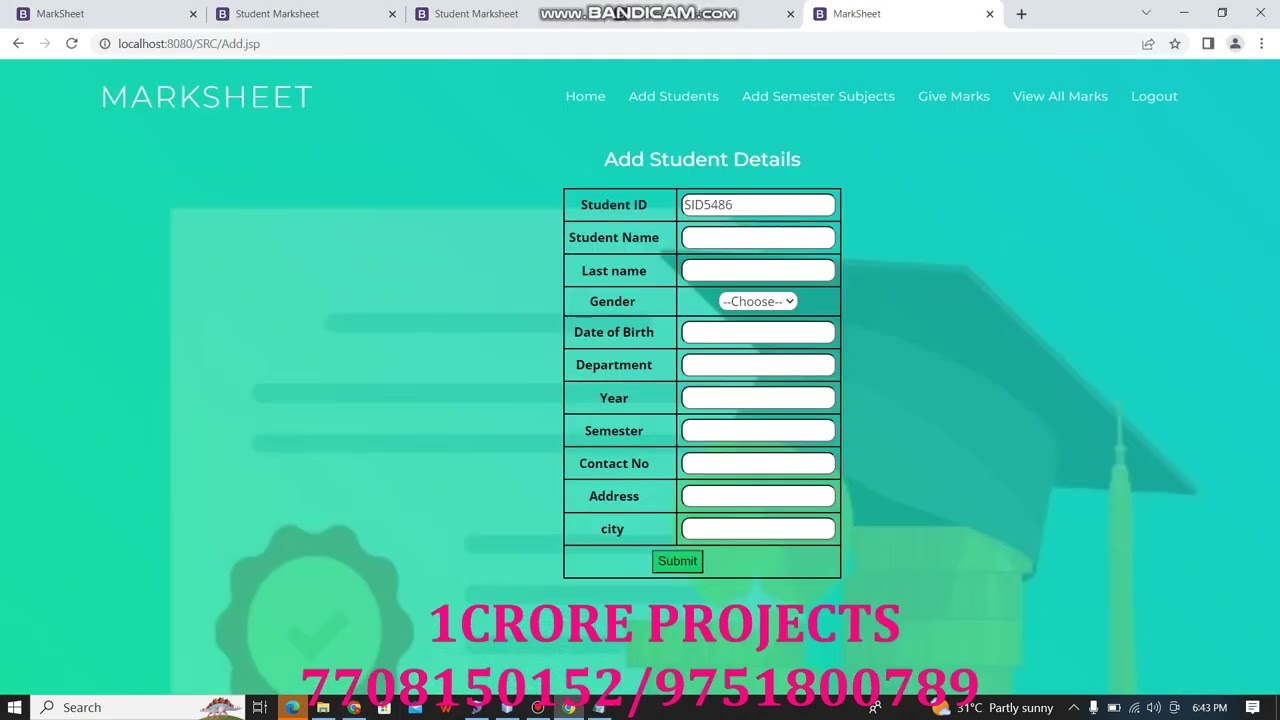 Student Marksheet Management System Using Java