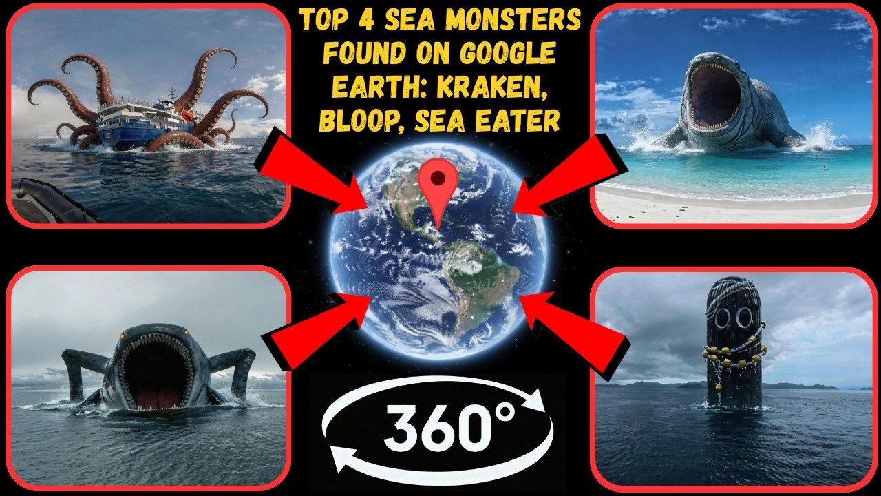 Video 360° - Top 4 Sea Monsters Found on Google Earth: Kraken, Bloop, Sea Eater!