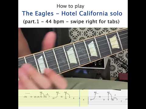 The Eagles - Hotel California Guitar solo tutorial with tabs (part. 1)