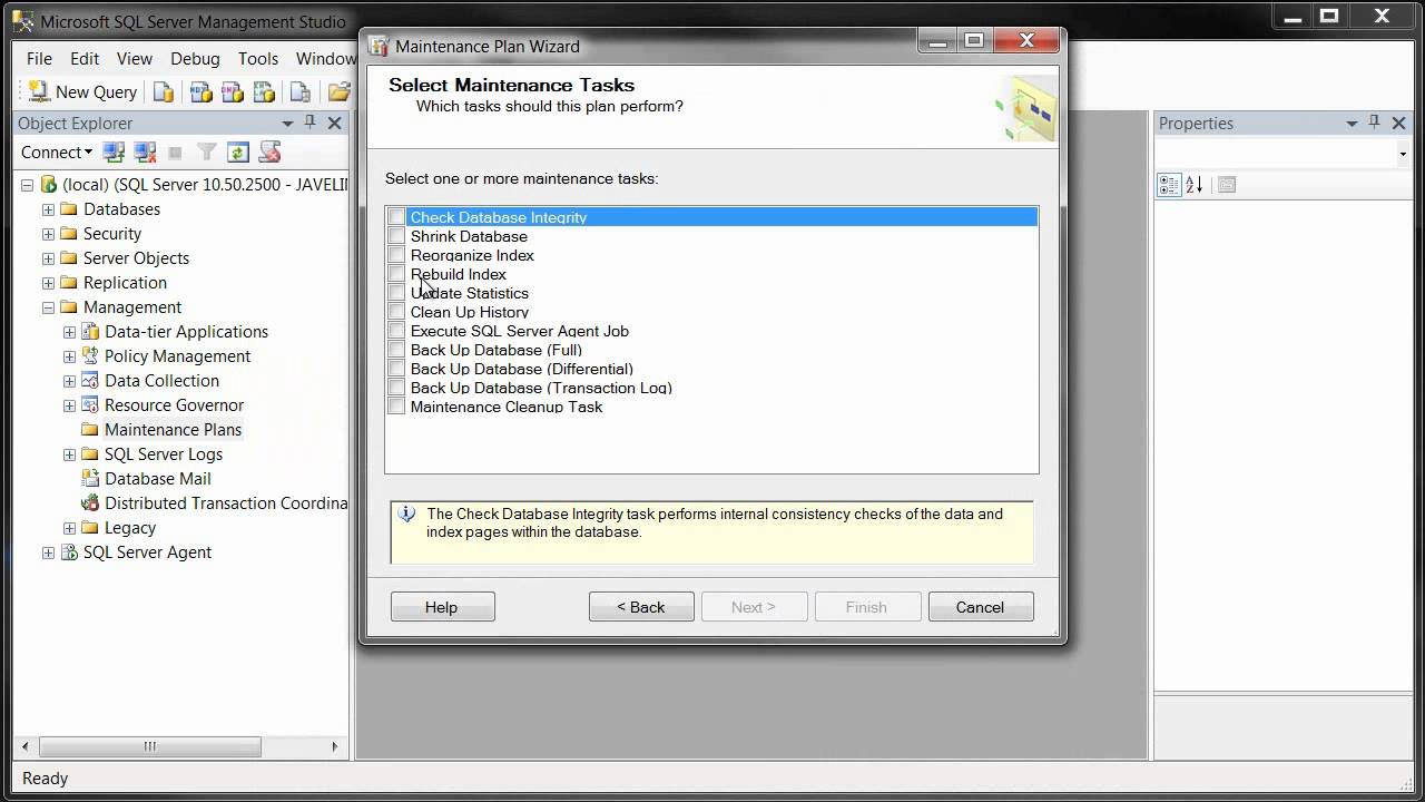 Tech Tip:  Setting Up the Microsoft SQL Maintenance Plan
