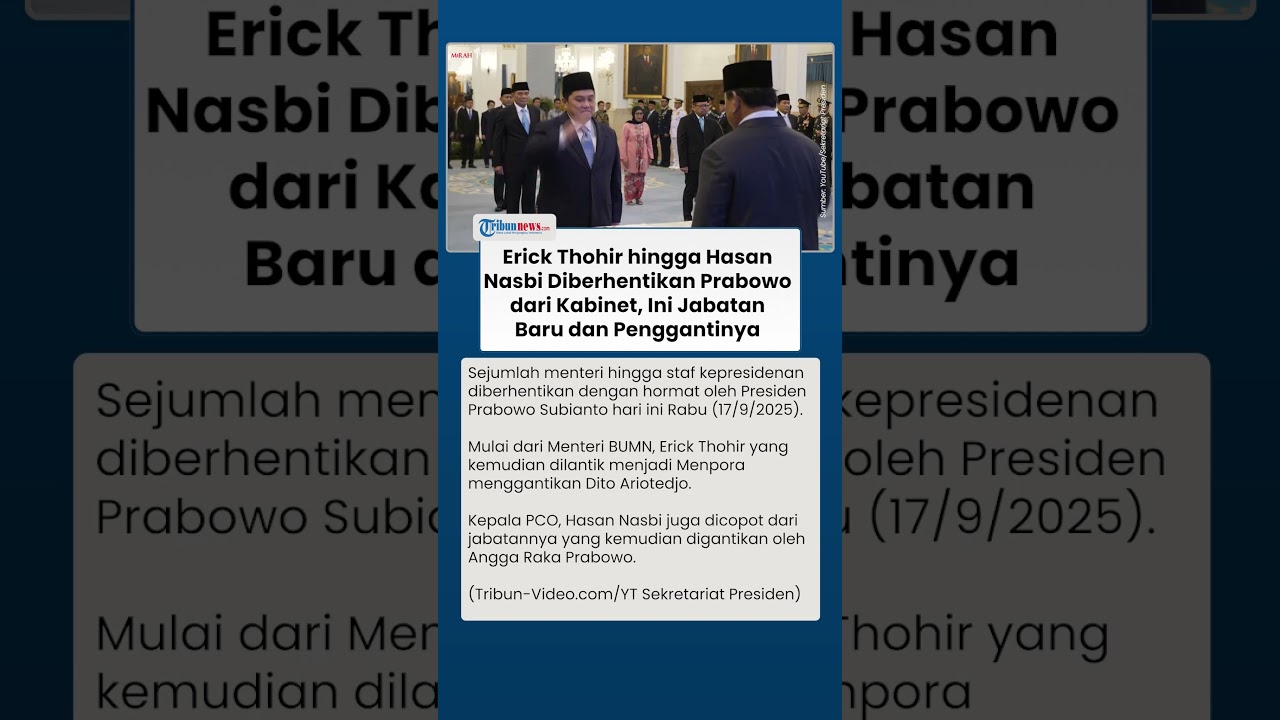 Prabowo Berhentikan Erick Thohir hingga Hasan Nasbi, Ini Penggantinya dan Jabat Menteri Baru