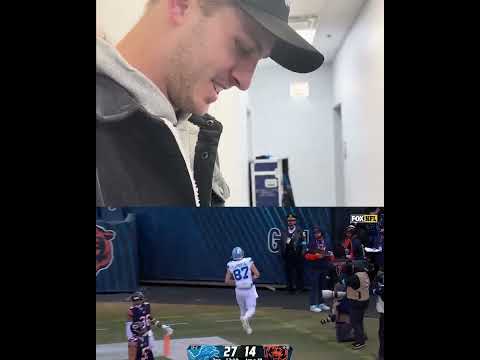 Lions Jared Goff Laughs at Bears Yelling “Fumble” as he watches replay of Fake Fumble for TD