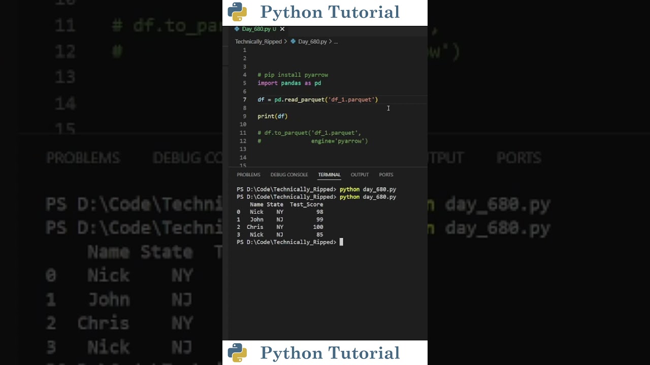 Open & Save Parquet Files With Pandas | Python Tutorial
