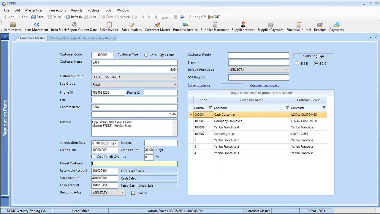 CODE7 Customer Creation Tutorial