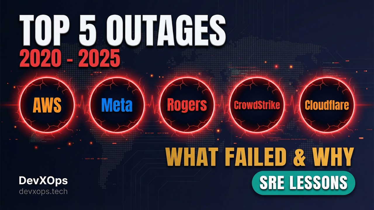 The 5 Biggest Tech Outages Explained — Root Cause Analysis + SRE Lessons (2020-2025)