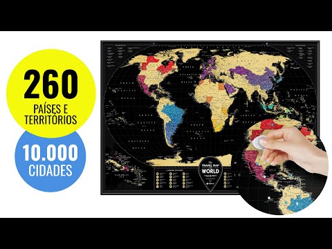 Mapa Múndi de Raspar com 260 países e territórios - Mapa de Raspadinha Black e Gold