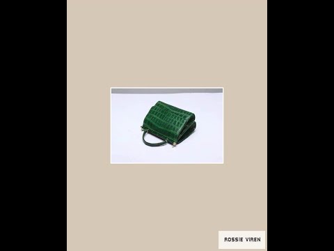 Crocodile Leather Top Handle Bag Dark Green