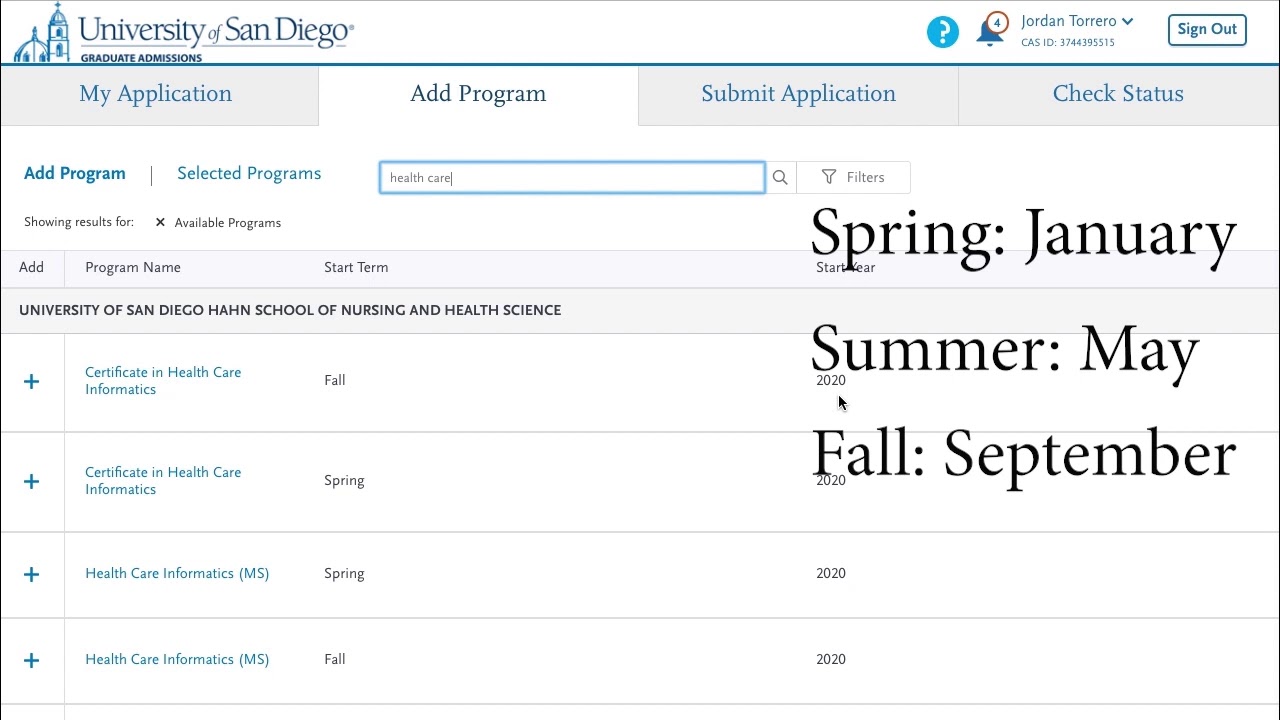 Application Step 2: Program Selection