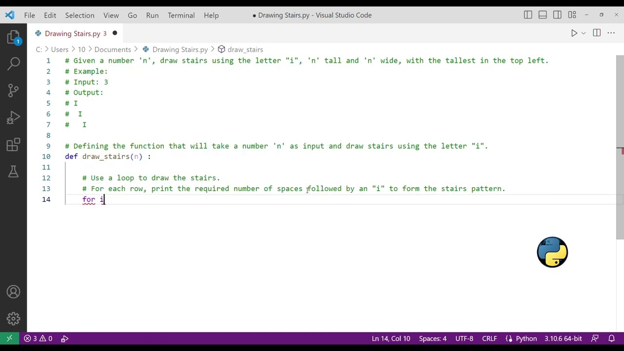 Python Coding Challenge - Easy #9 - Drawing Stairs