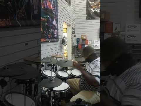 playing inside of Sam Ash music store in San Antonio Texas