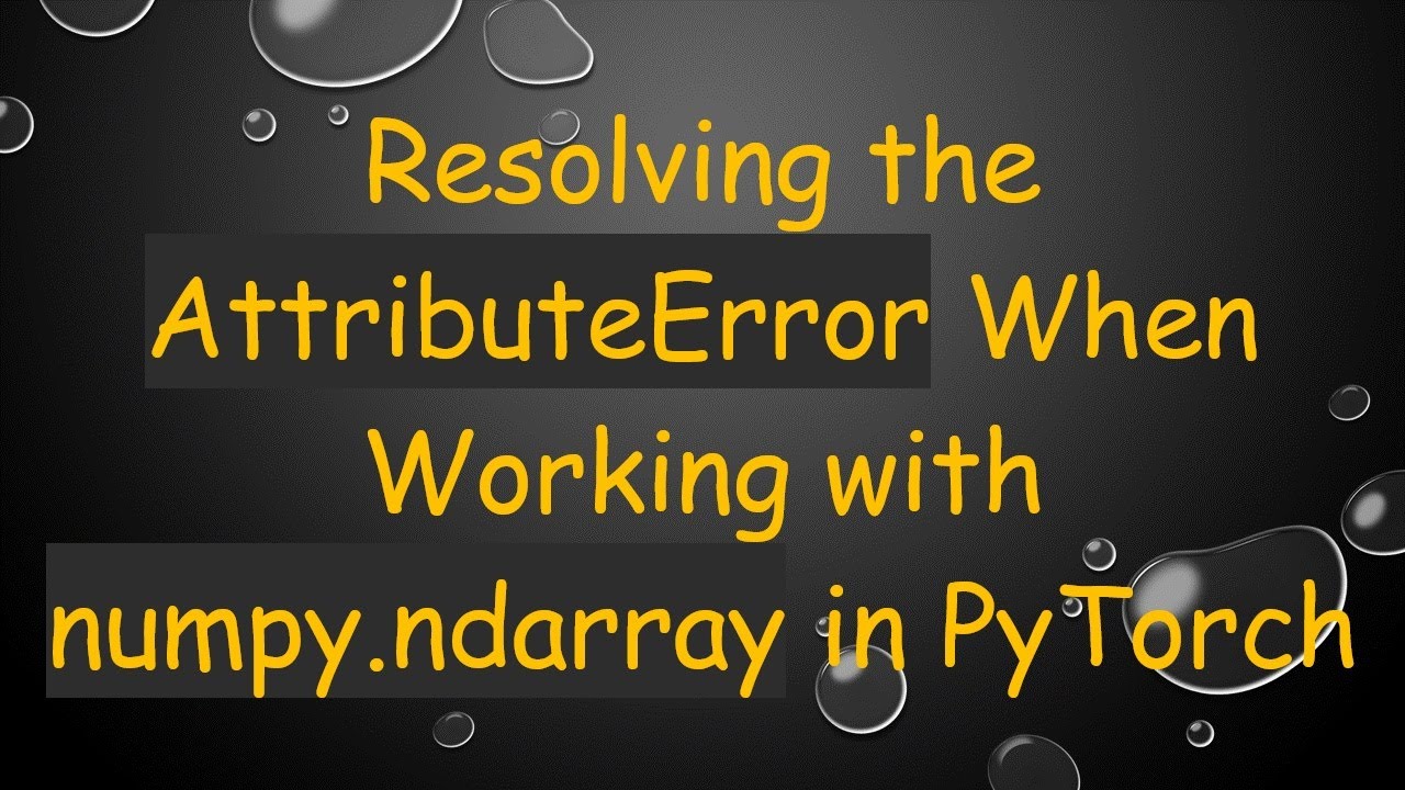 Resolving the AttributeError When Working with numpy.ndarray in PyTorch