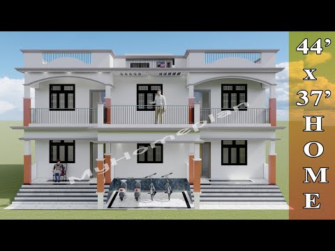 44'x37' ka House Design with map| Ghar ka Design for village 🏠 💖