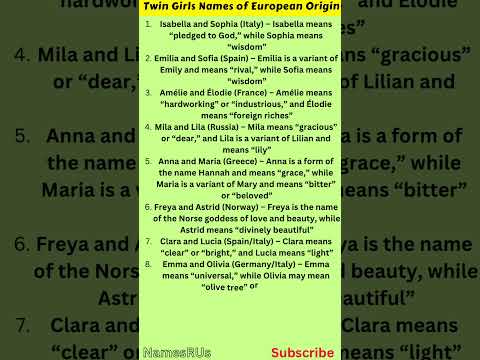 Twin Girls Names of European Origin With Meaning 👧 👧 🌍 #shorts #shortvideo #twins