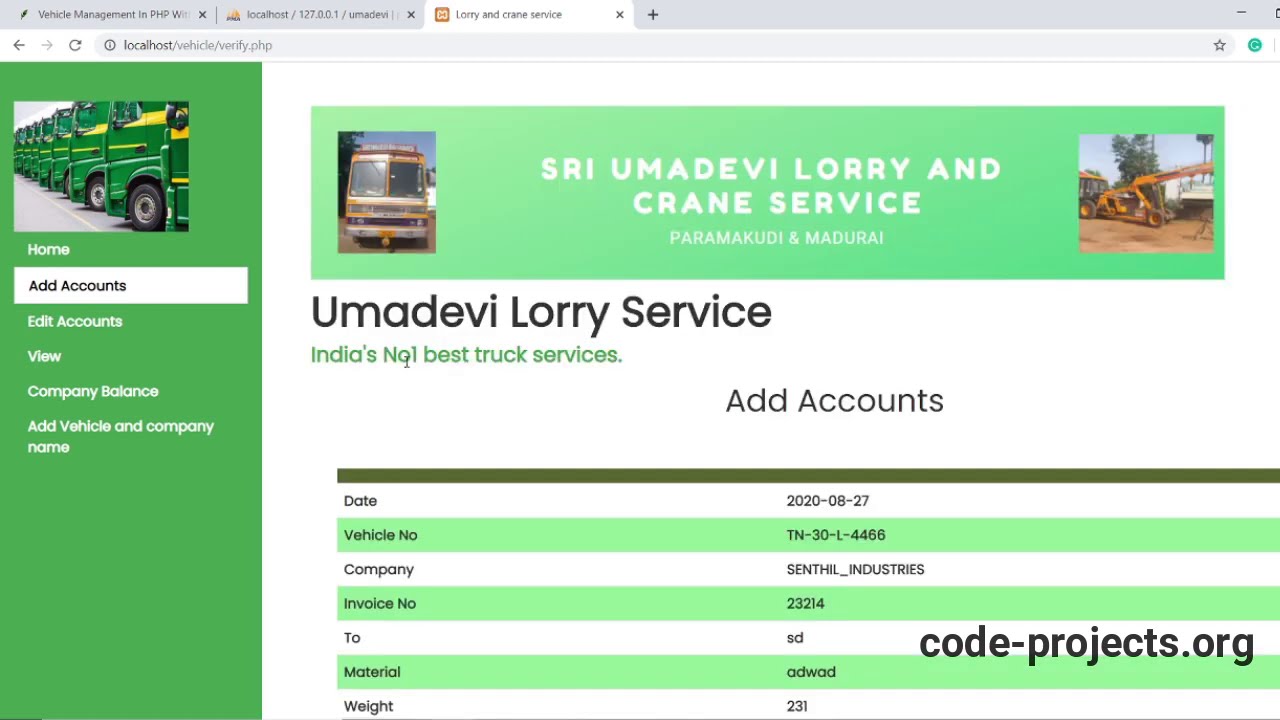 Vehicle Management in PHP with source code | Source Code & Projects