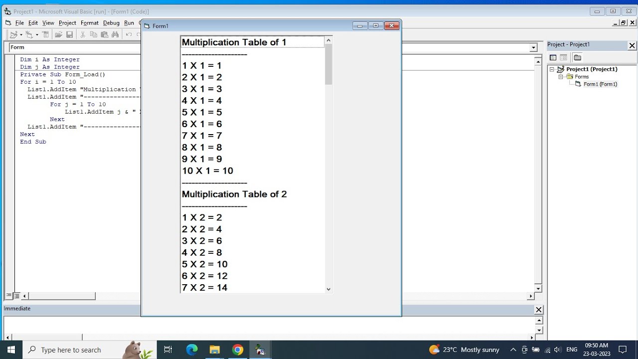 Generate Multiplication Table in VB6 | Step by Step Tutorial with Source Code