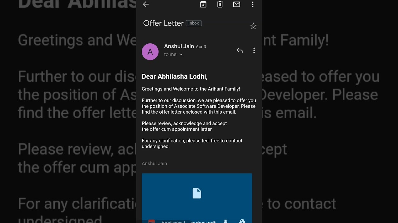 My Joining Offer Letter