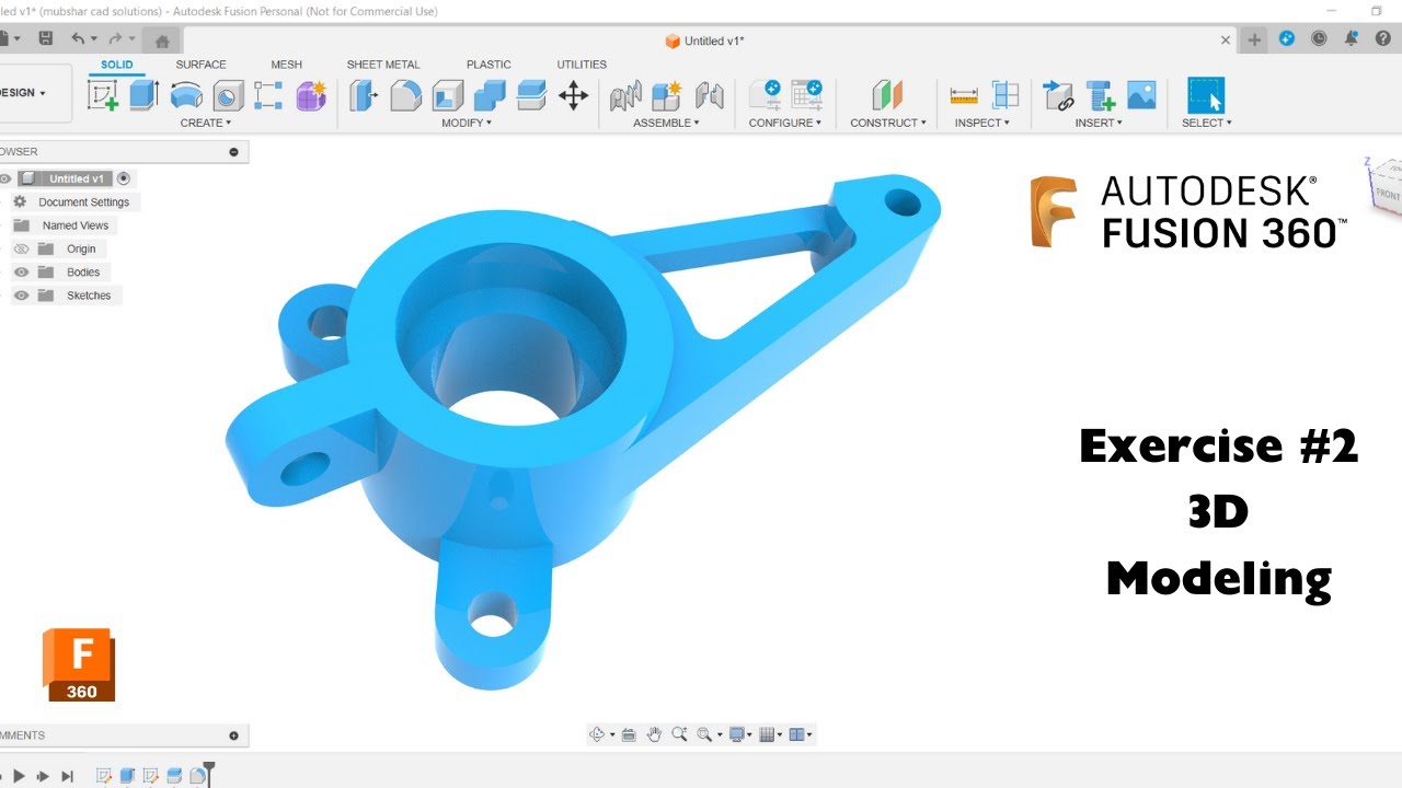 Fusion 360 3D Modeling Exercise #2:  Design Challenge for Beginners! #engrmubsharusman
