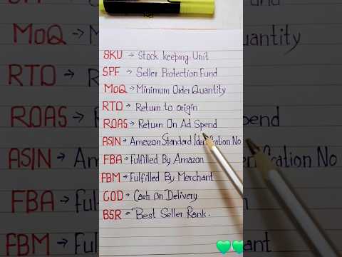 Full form of SKU, SPF, MOQ, RTO, ROAS, ASIN, FBA, FBM, COD & BSR