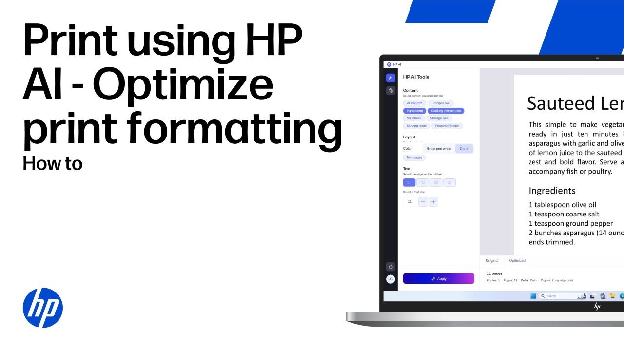 Print using HP AI - Optimize print formatting | HP Support