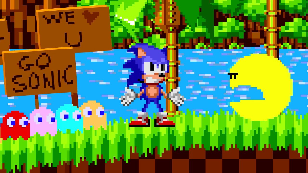 Sonic the Hedgehog vs Pacman in a race - LokmanVideo