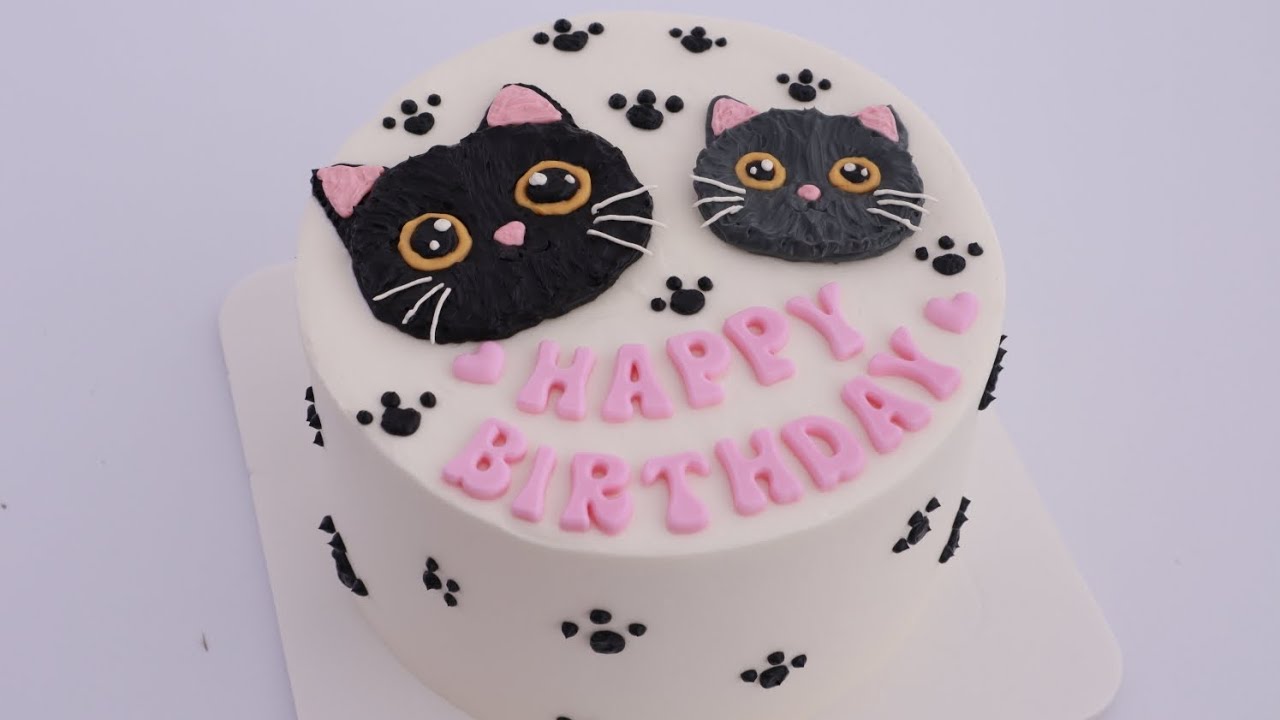 Buttercream Cat Cake(Tutorial/Cake Decorating)