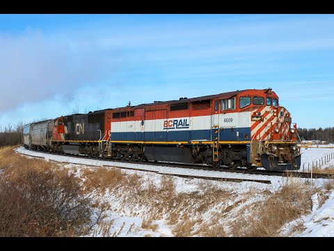 BC Rail 4609 leads A 41851 21 on CN Westlock Sub - Round II Feb 22, 2023