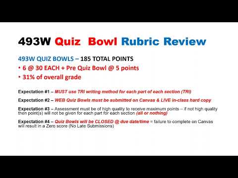 493W F24 Quiz Bowl Rubric Review