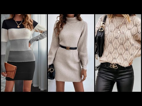 Stylish and gorgeous sweater outfits 2023 | sweater dress outfit | sweater dress.