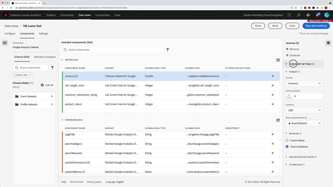 Formatting metrics in CJA Data Views