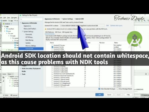 Android SDK location should not contain whitespace as this cause problems with NDK tools
