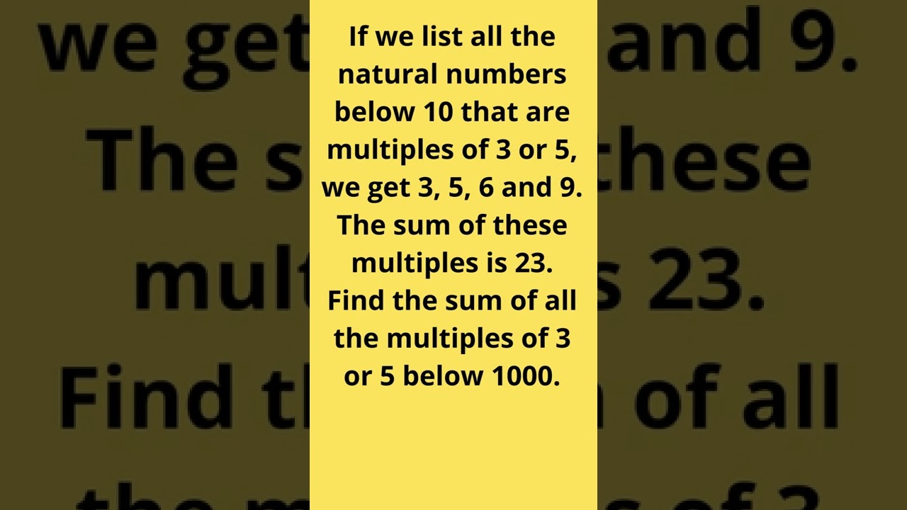 Project Euler 001 Python Solution | #shorts | Data Science Interview Question